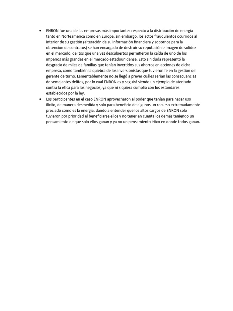 Resumen del caso Enron y sus consecuencias | PDF