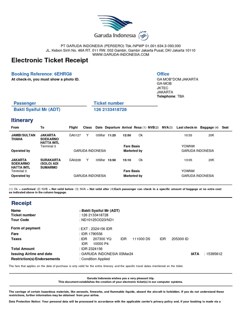 Your Electronic Ticket Receipt | PDF