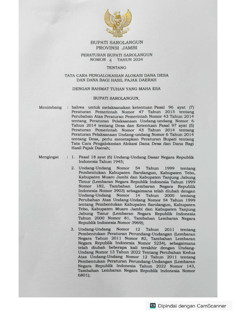 Perbup 4 Tahun 2024 ADD | PDF