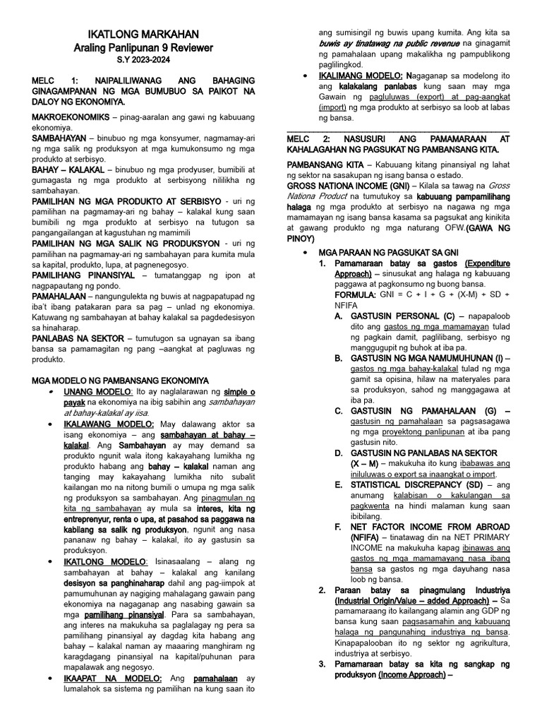 3rd-Quarter Reviewer G9 | PDF