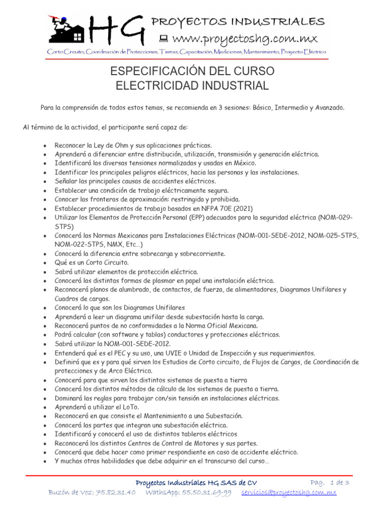 Temario Electricidad Industrial 2023 | PDF | Electromagnetismo | Electricidad