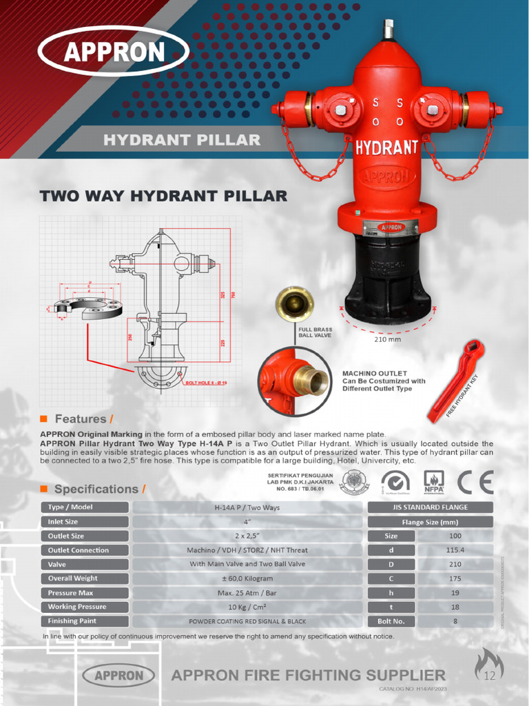 BROSUR APPRON FIRE HYDRANT 2023 Pillar Hydrant Two Ways | PDF