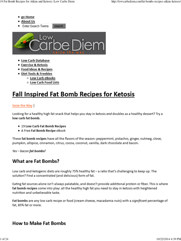 Fall Fat Bomb Recipes for Ketosis | PDF | Low Carbohydrate Diet | Chocolate