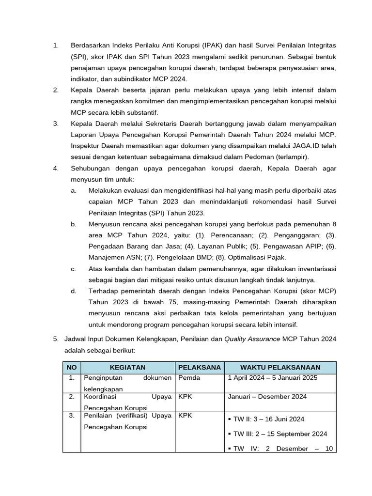 Area Indikator MCP 2024 1 | PDF