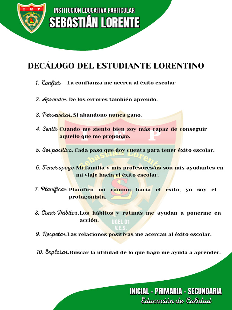 Decalogo Alumnolorentino 2024 | PDF | Crecimiento personal y ...