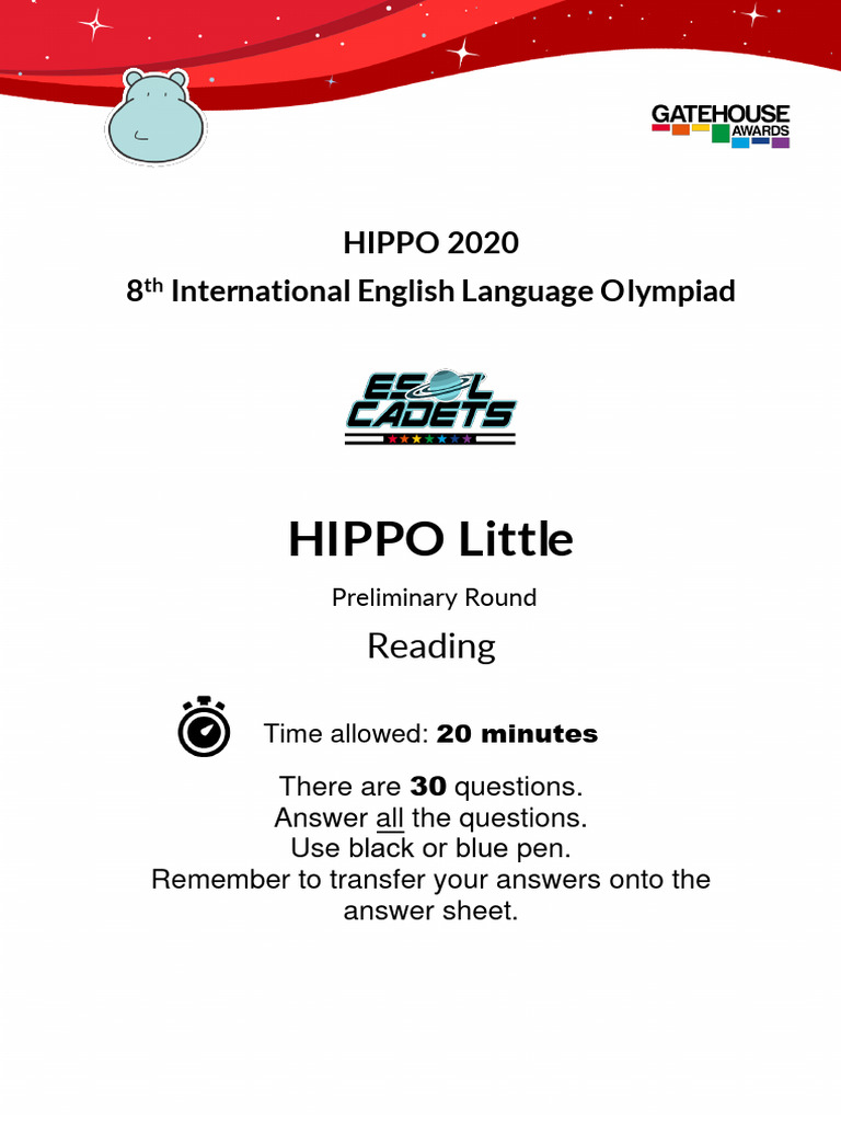 HIPPO 2020 English Olympiad Tasks | PDF