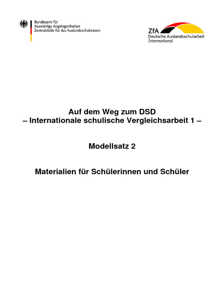 Auf Dem Weg Zum DSD Internationale Schulische Vergleichsarbeit 1 ...