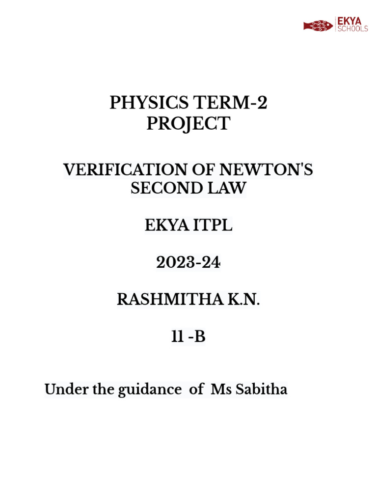 Verification of Newton's Second Law | PDF | Force | Inertia