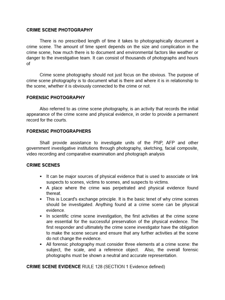 CRIME SCENE PHOTOGRAPHY | PDF | Crime Scene | Forensic Science