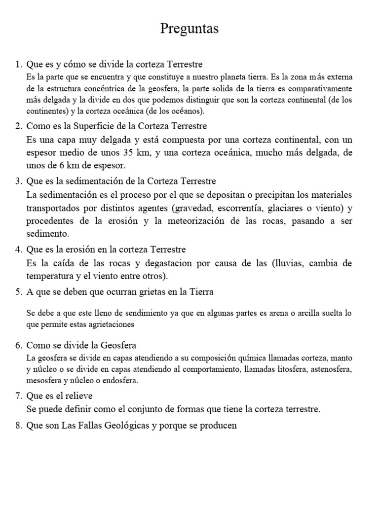 Que Es y Cómo Se Divide La Corteza Terrestre | PDF | Corteza (Geología ...