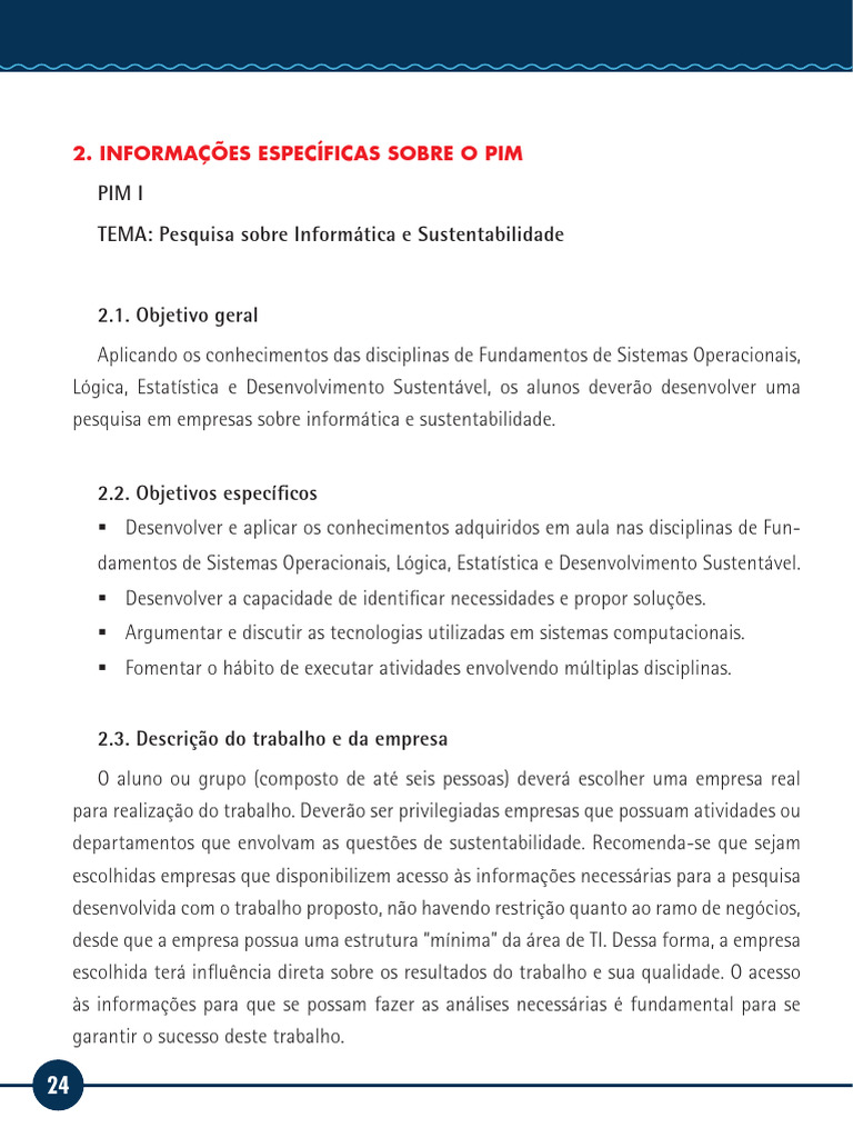 Manual PIM 1 | PDF | Sustentabilidade | Estatísticas