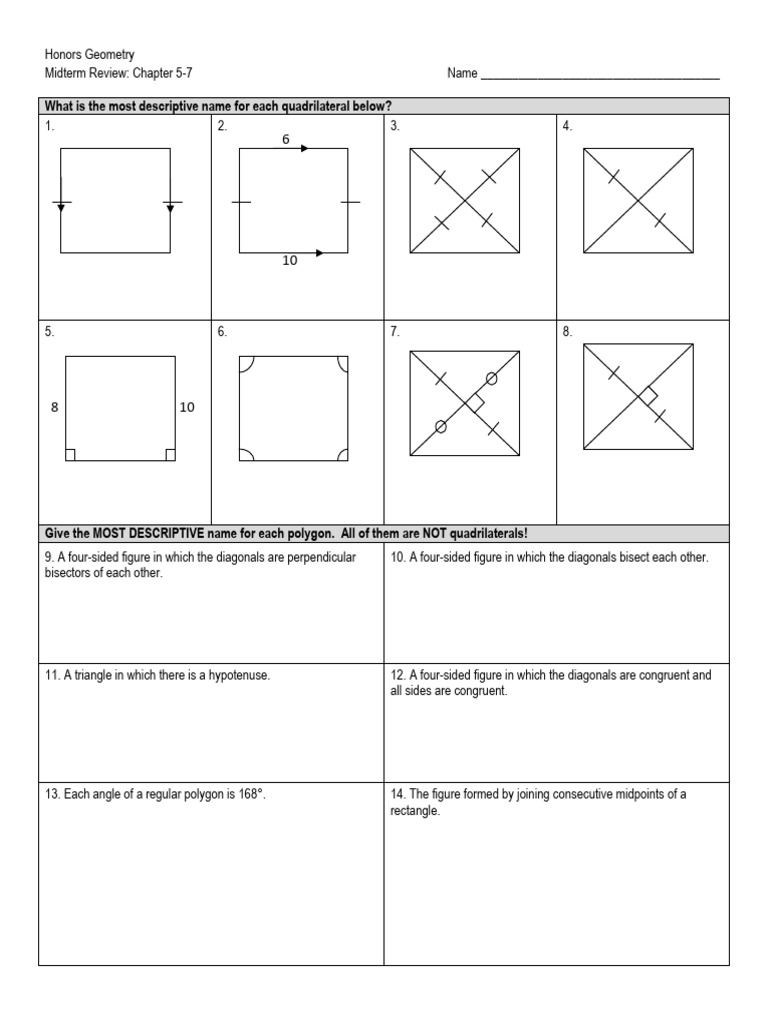 Chapter 5-7 Midterm Review 12-13 | PDF | Rectangle | Line (Geometry)