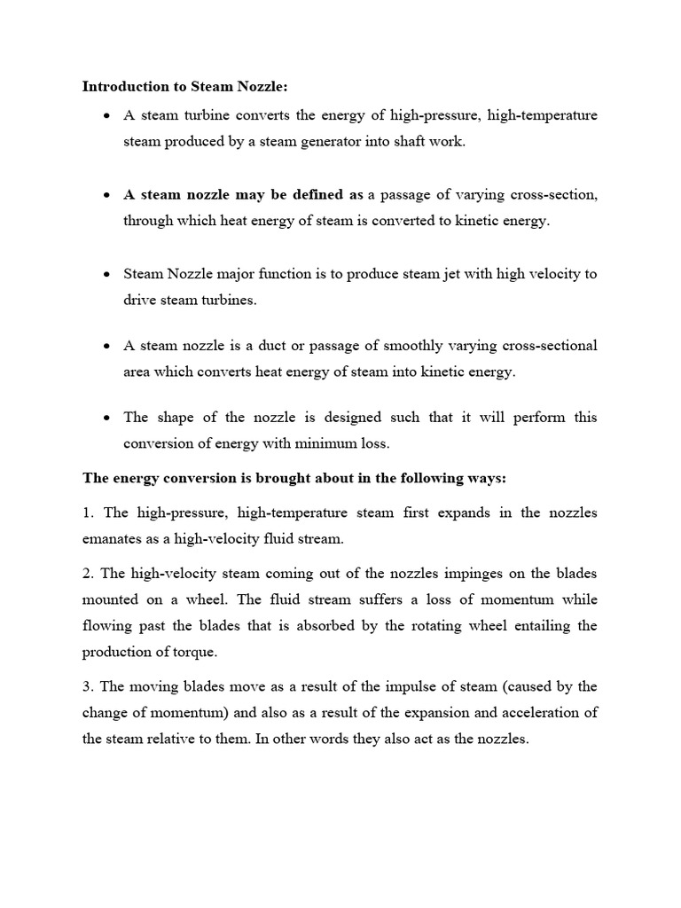 Steam Nozzles | PDF | Nozzle | Turbine