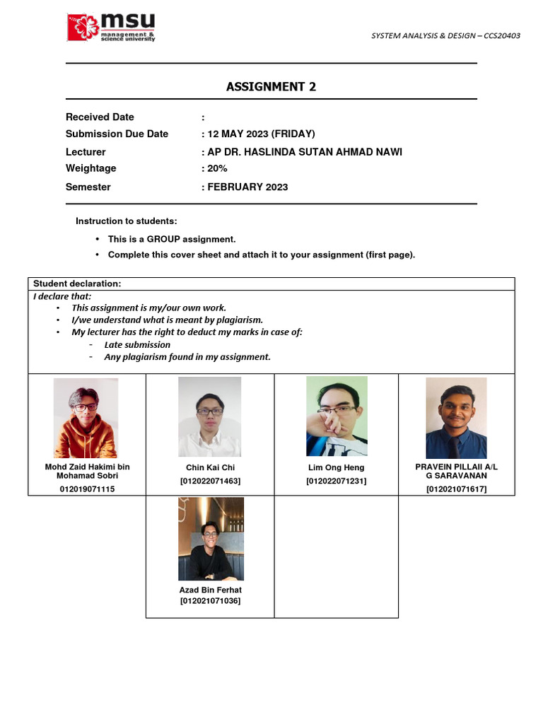 Sad Assignment 2 Pravein Pillaii Al G Saravanan 012021071617 | PDF | System | Point Of Sale