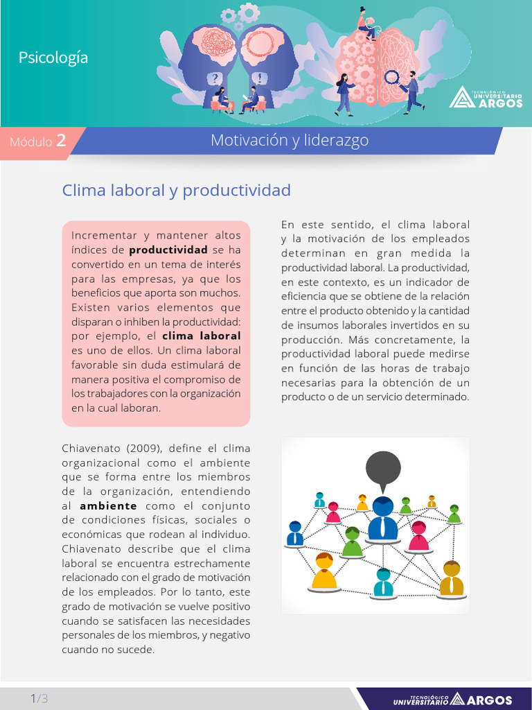 Clima Laboral y Productividad | PDF | Liderazgo | Motivacional