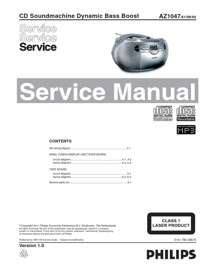 Philips Az1047 | PDF | Sound Production Technology | Electrical Engineering
