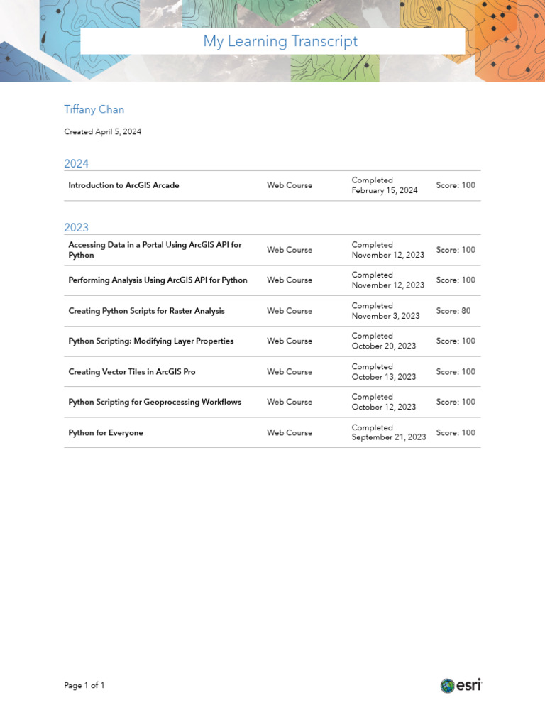 Esri Training Transcript | PDF