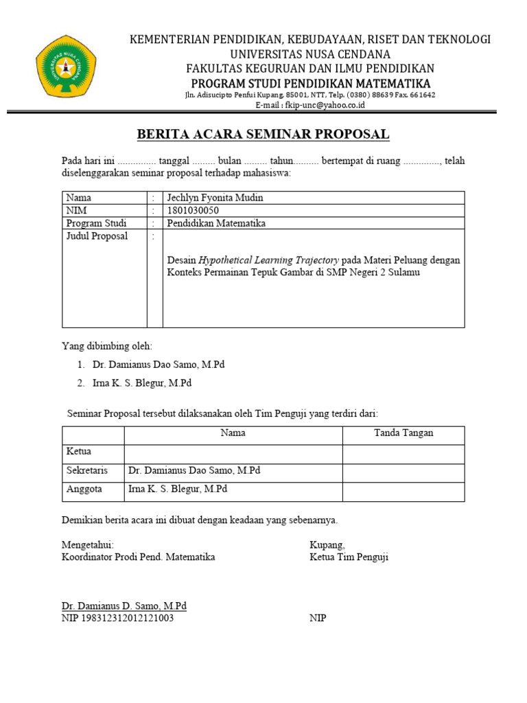 Berita Acara Seminar Proposal | PDF