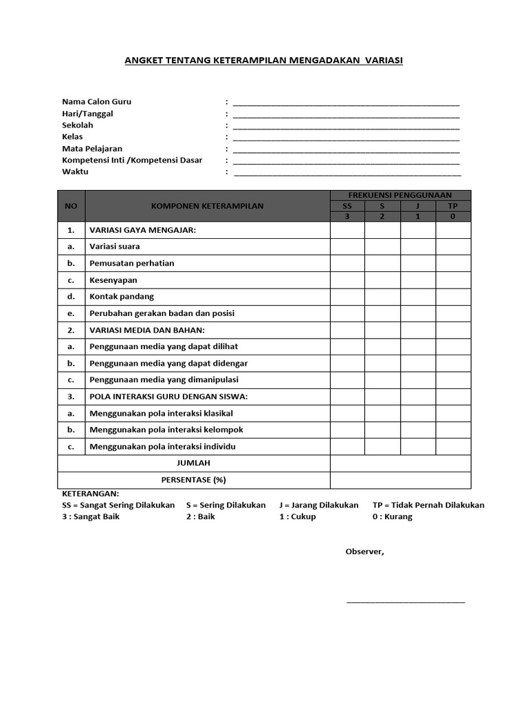 Angket Microteaching | PDF | Karier & Perkembangan