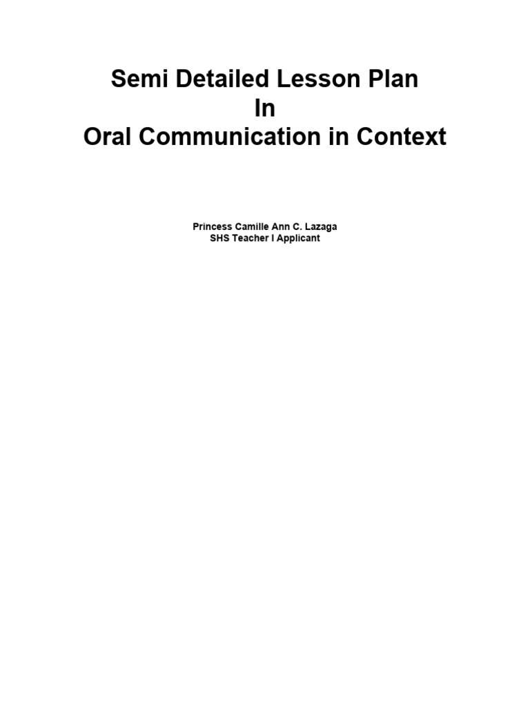 Lazaga - Princess Camille Ann - OralComm | PDF | Teachers | Learning