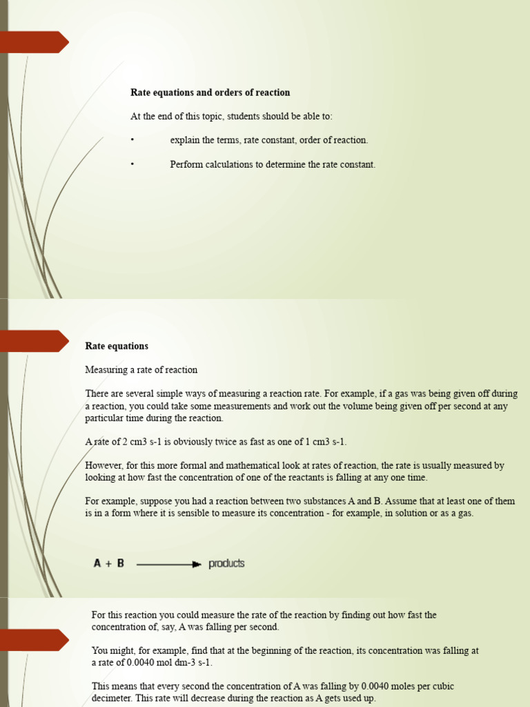 Rate Equations and Reaction Orders Explained | PDF | Reaction Rate | Change
