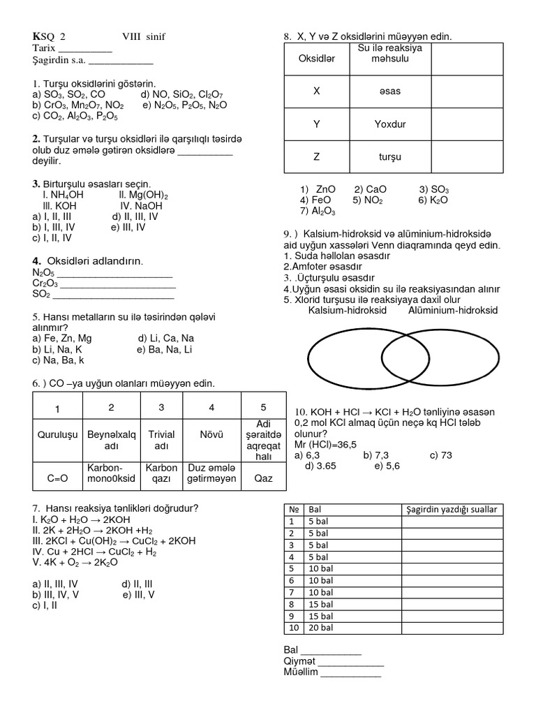 Kmya KSQ 2yeni V Sinif | PDF