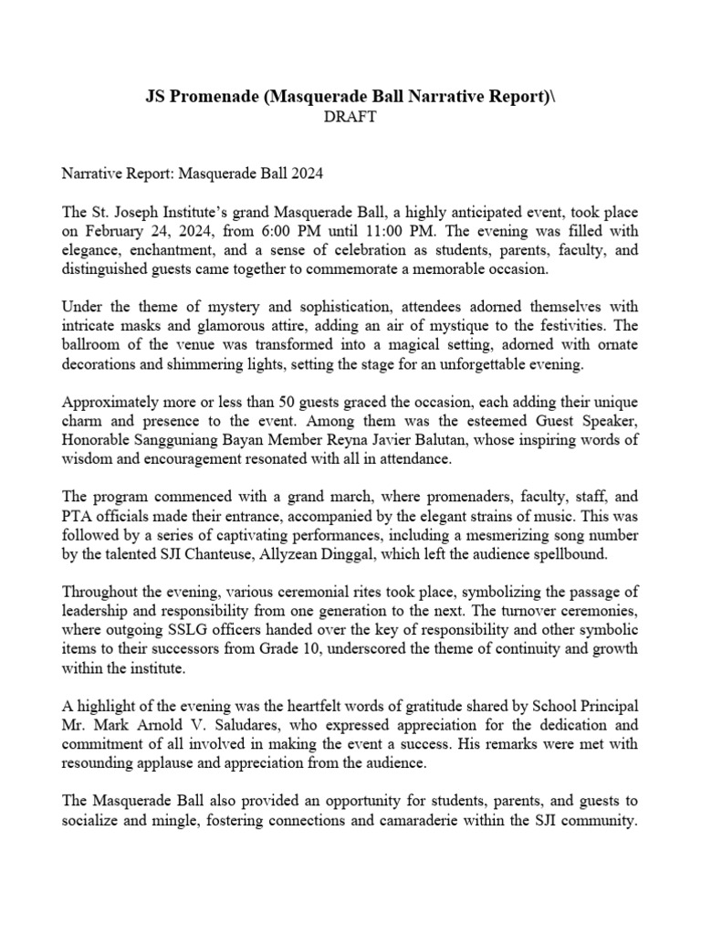 Masquerade Ball 2024 Narrative Report | PDF | Social Science