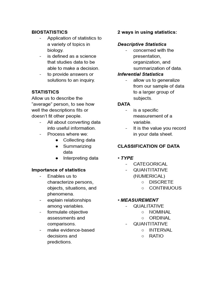 BIOSTATISTICS | PDF | Statistics | Level Of Measurement