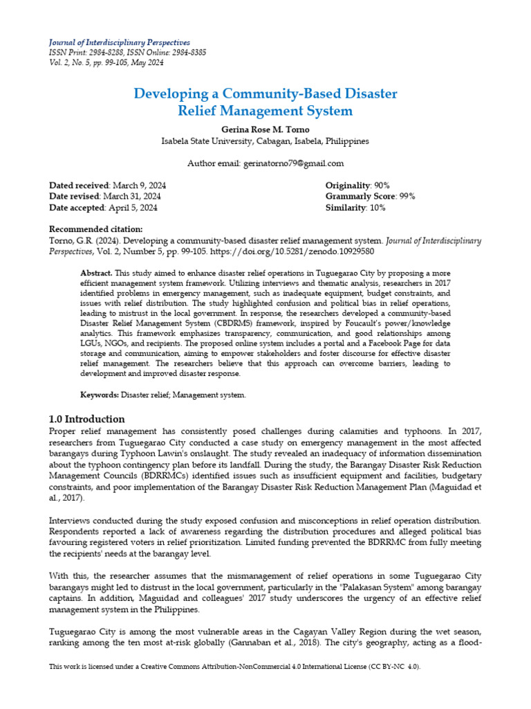 Developing A Community-Based Disaster Relief Management System | PDF ...