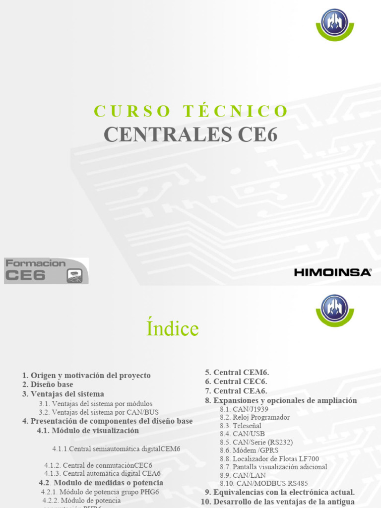 Curso Técnico sobre Centrales CE6 | PDF | Diodo emisor de luz | Arranque
