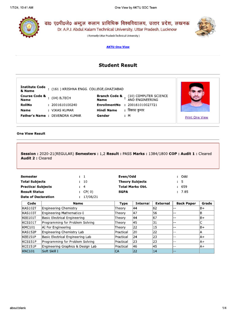 Btech Cse Result Till 3rd Year | PDF