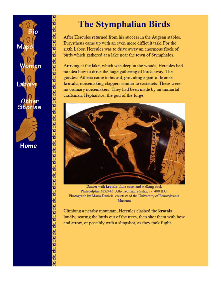 Hercules' Sixth Labor - The Stymphalian Birds | PDF