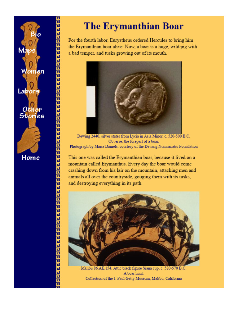 Hercules' Fourth Labor - The Erymanthian Boar | PDF | Social Science ...