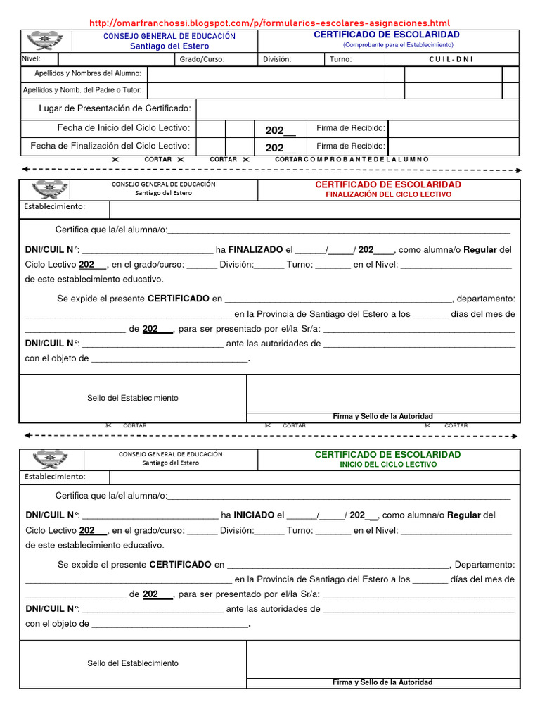 Modelo Certificado de Escolaridad SDE | PDF