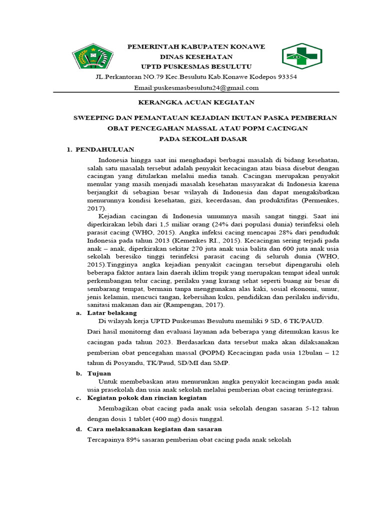 Kak Sweeping Dan Pemantauan Kejadian Ikutan Paska Pemberian Obat ...