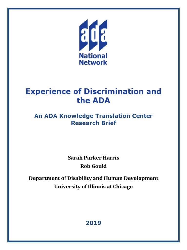 Ada Research Brief Experiences of Discrimination LP Final 1 | PDF ...