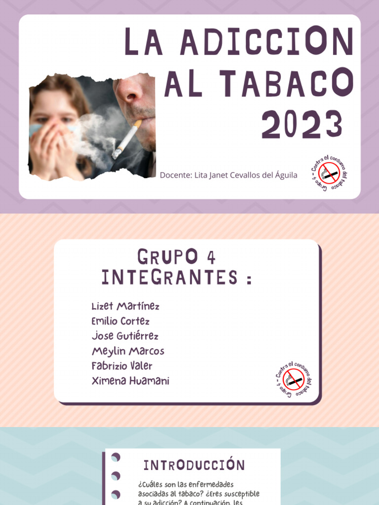 La Adicción Al Tabaco Definicón, Causas, Consecuencias, Soluciones y Riesgo de Adicción | PDF