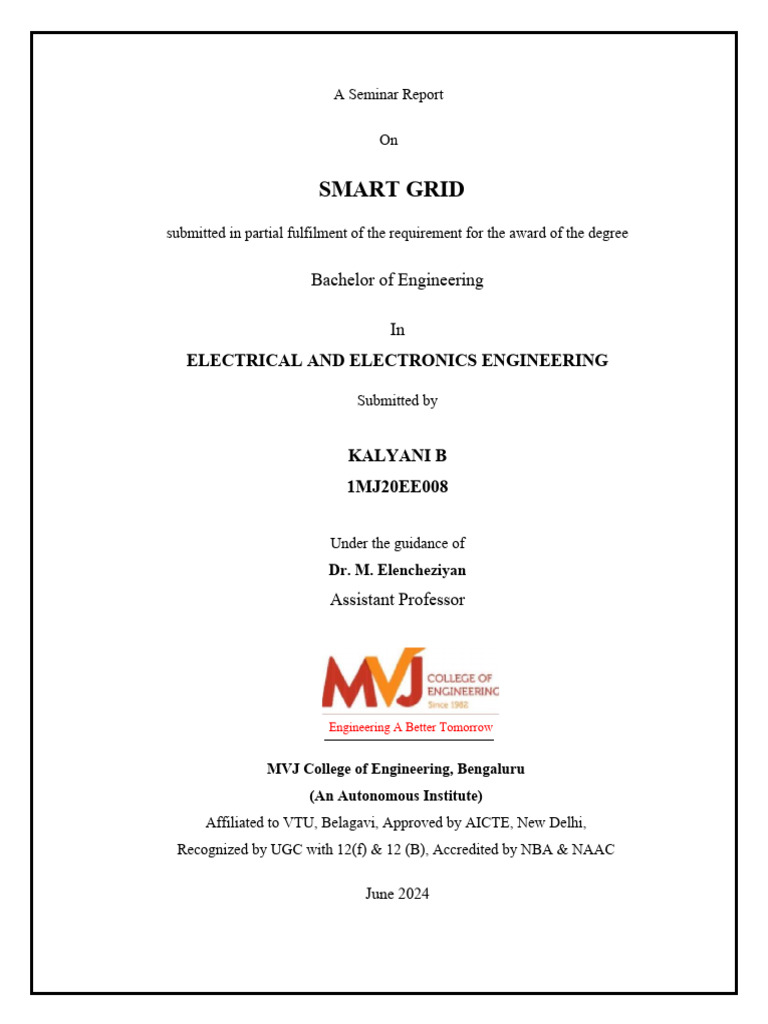 Seminar Report | PDF | Smart Grid | Electrical Grid