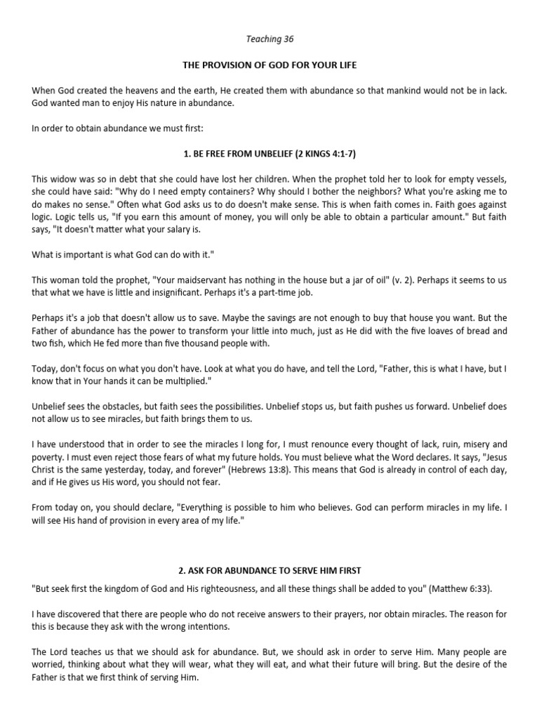 Teaching 36 | PDF | Jesus | Miracle