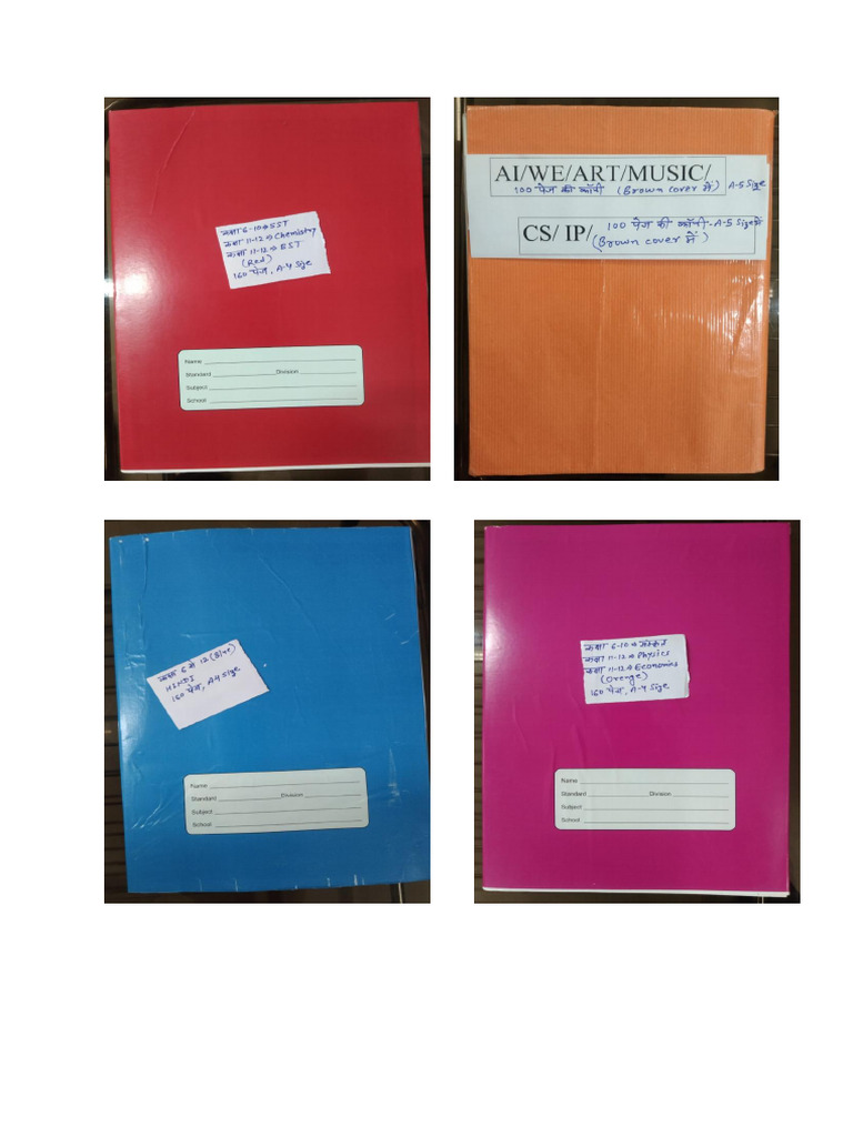 CLASS 6 To 12 NOTE BOOKS COLOURS | PDF