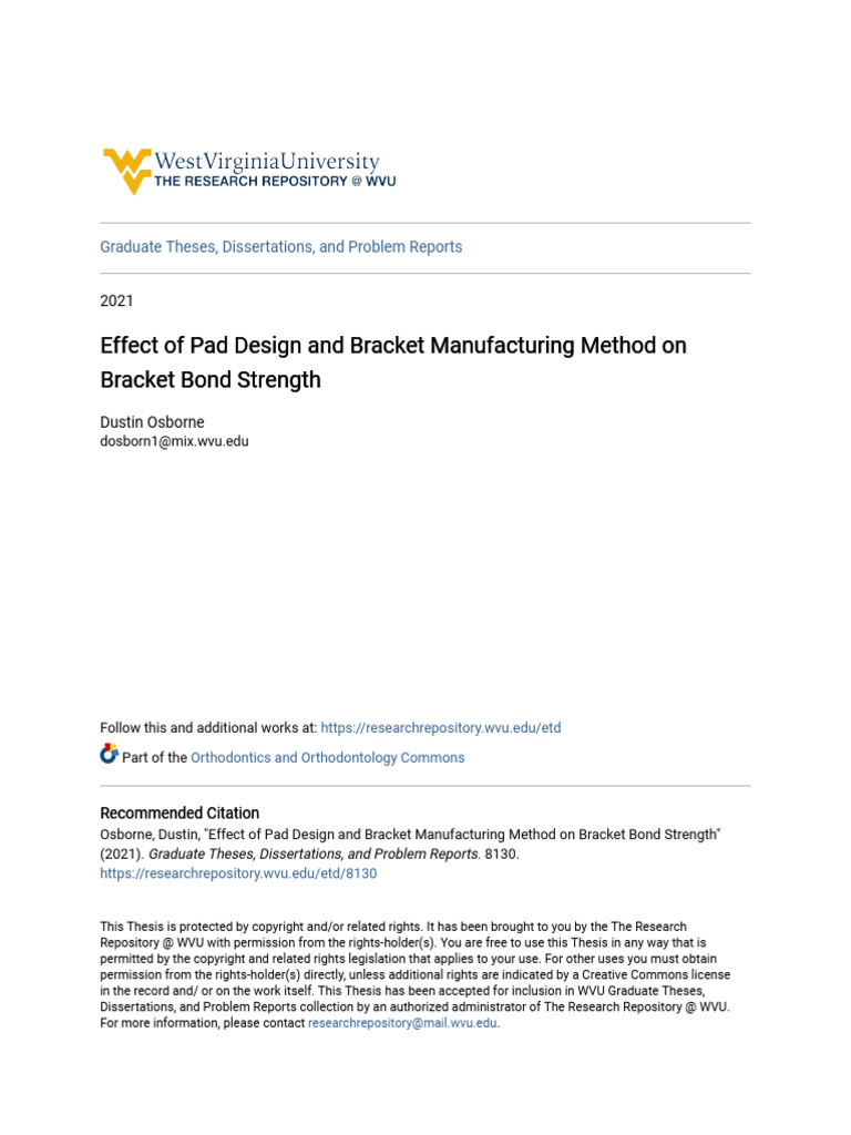 Effect of Pad Design and Bracket Manufacturing Method on Bracket | PDF ...