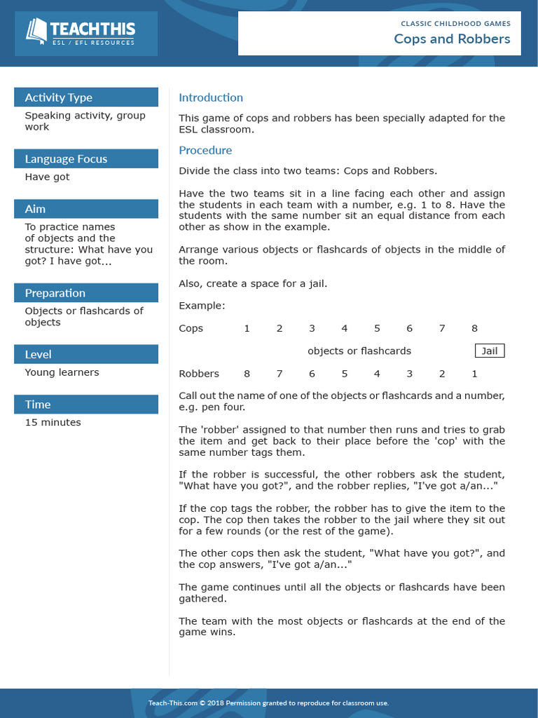 Cops and Robbers | PDF | English As A Second Or Foreign Language | Learning