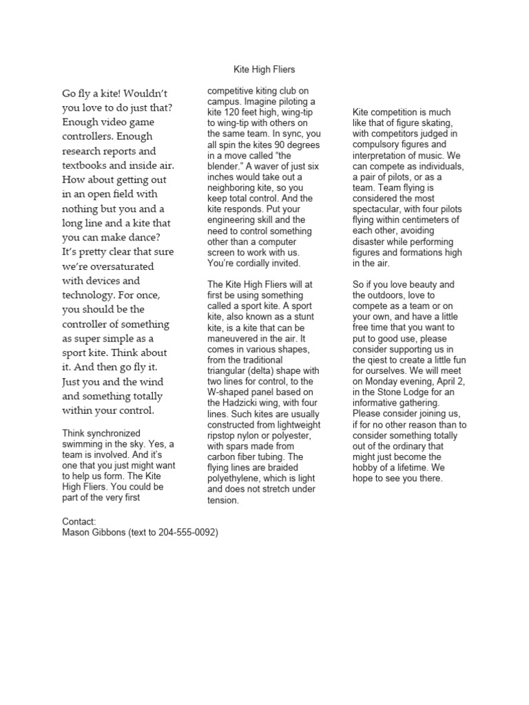 Ramnarine Exp22 Word Ch01 Cumulative Kite | PDF | Hobbies | Unpowered ...