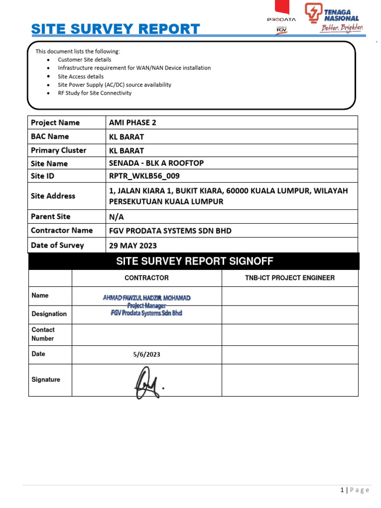Site Survey Report for AMI Phase 2 | PDF | Power Supply | Multiprotocol ...