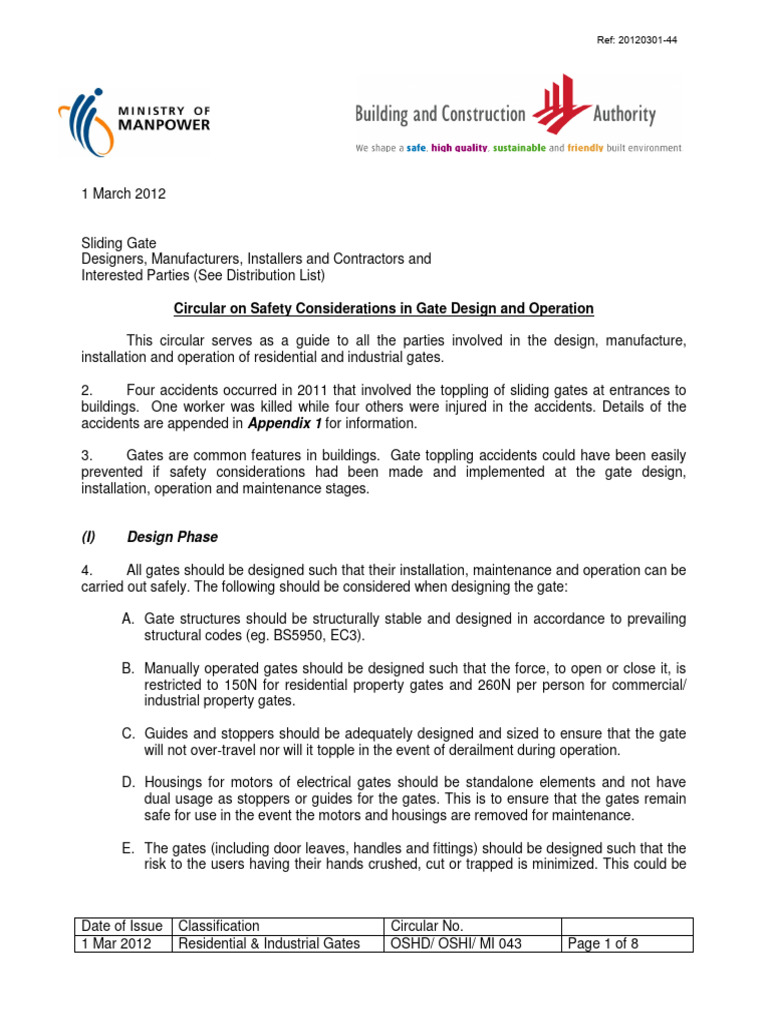 Circular 20120301 Safety Considerations in Gate Design and Operation ...