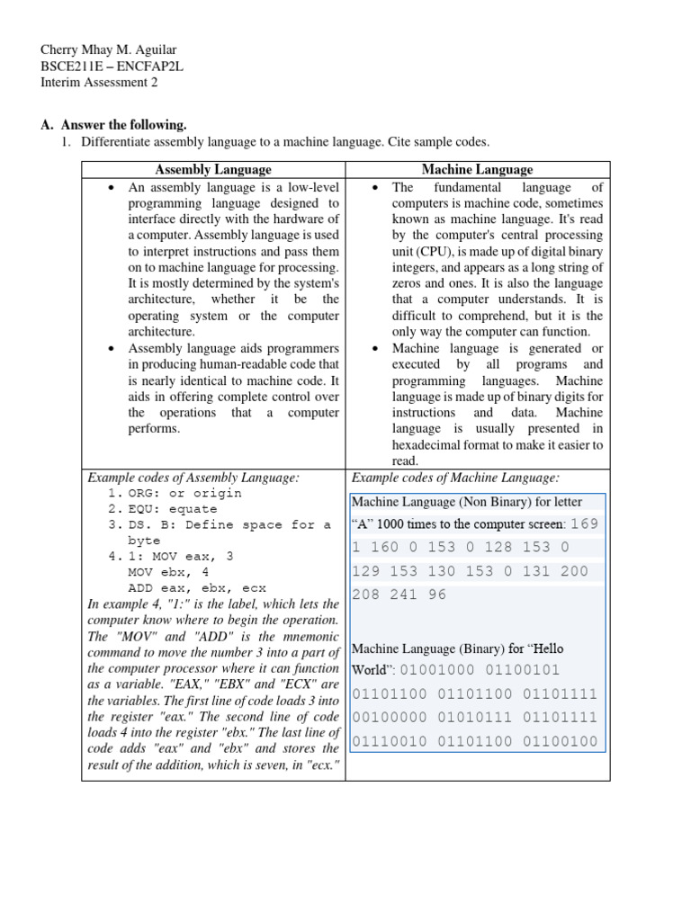 Assembly vs. Machine Language Explained | PDF | Assembly Language ...