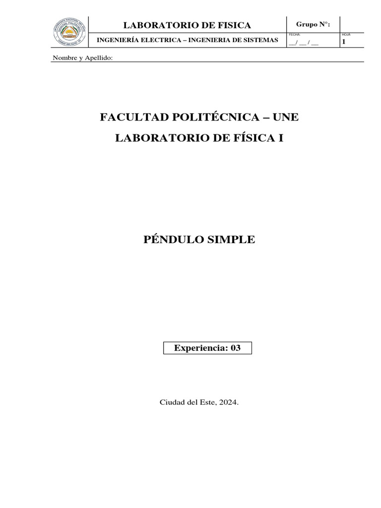 3 Práctica #3 - Péndulo Simple - 2024 | PDF | Péndulo | Oscilación