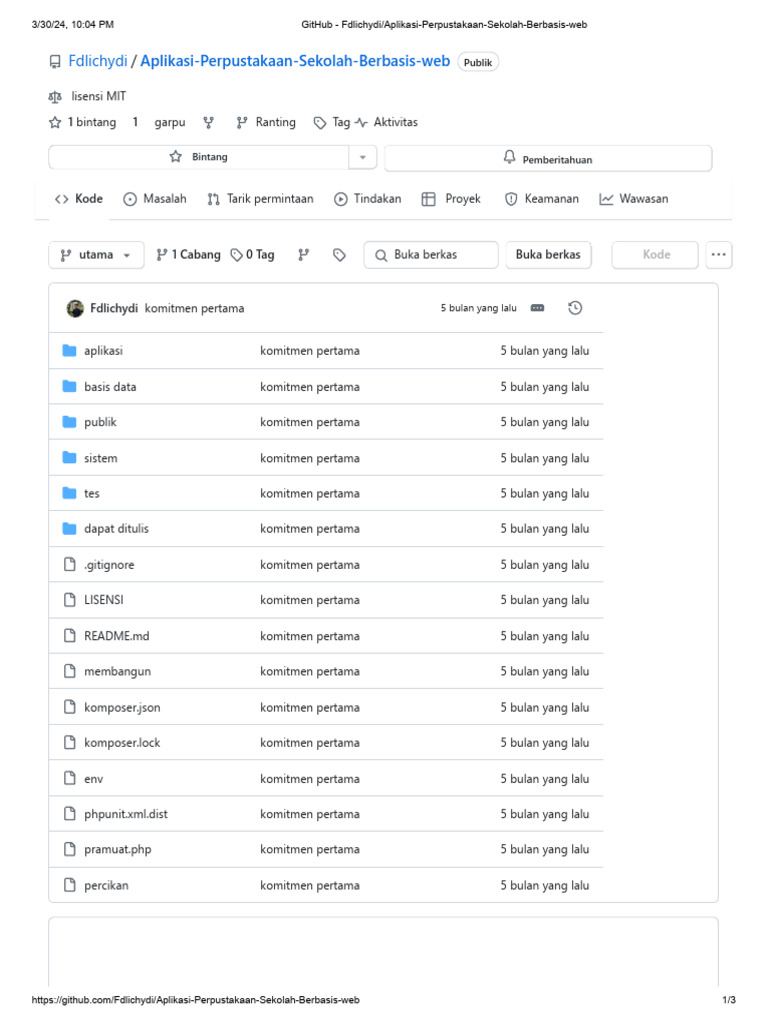 GitHub Fdlichydi_Aplikasi Perpustakaan Sekolah Berbasis Web | PDF