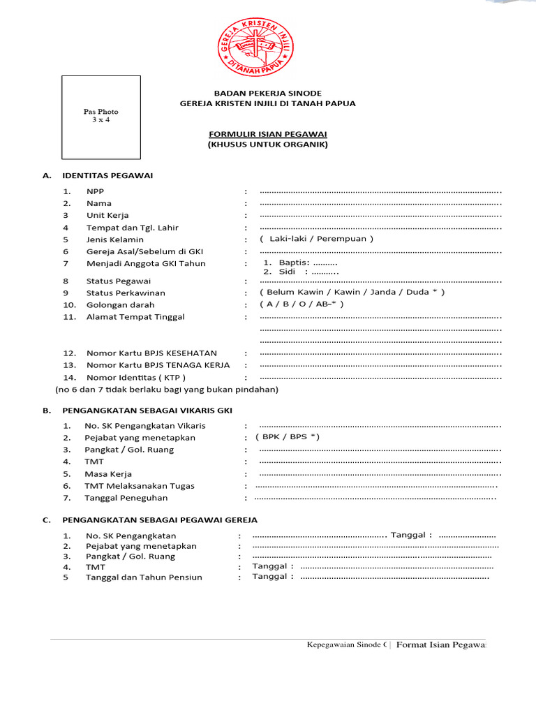 Form Gki Kosong | PDF