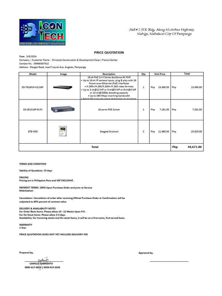 QUOTATION - XLSX - Francis Santos | PDF | Technology & Engineering